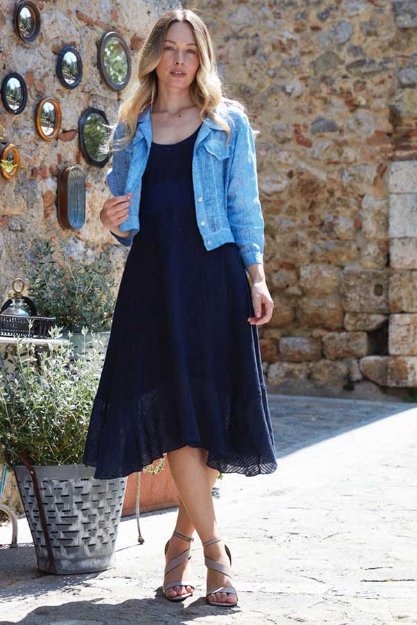 Romantic Dress with Lace, Inizio Italian Linen - Natural Clothing Company